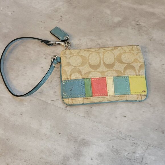 Coach | Bags | Coach Wristlet Signature Patent Leather Patchwork ...